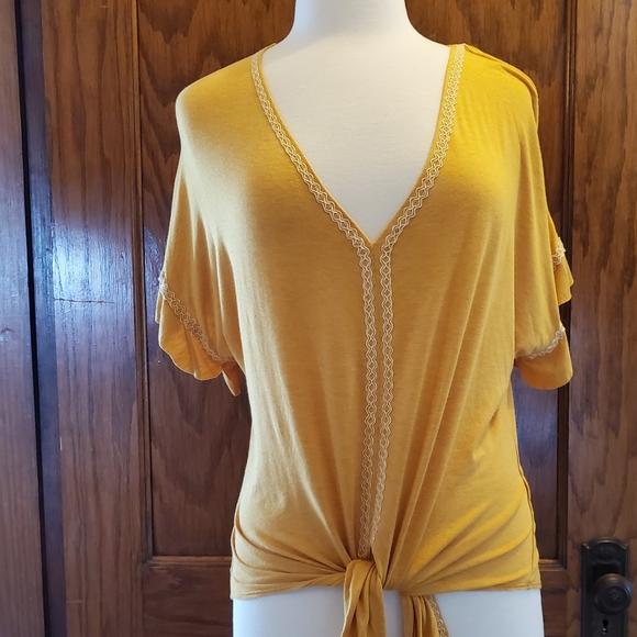 Max Studio | Tops | New Max Studio Tie Front Top Mustard Size S | Poshmark